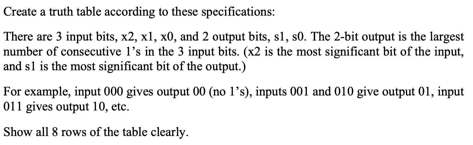 Solved Create A Truth Table According To These 