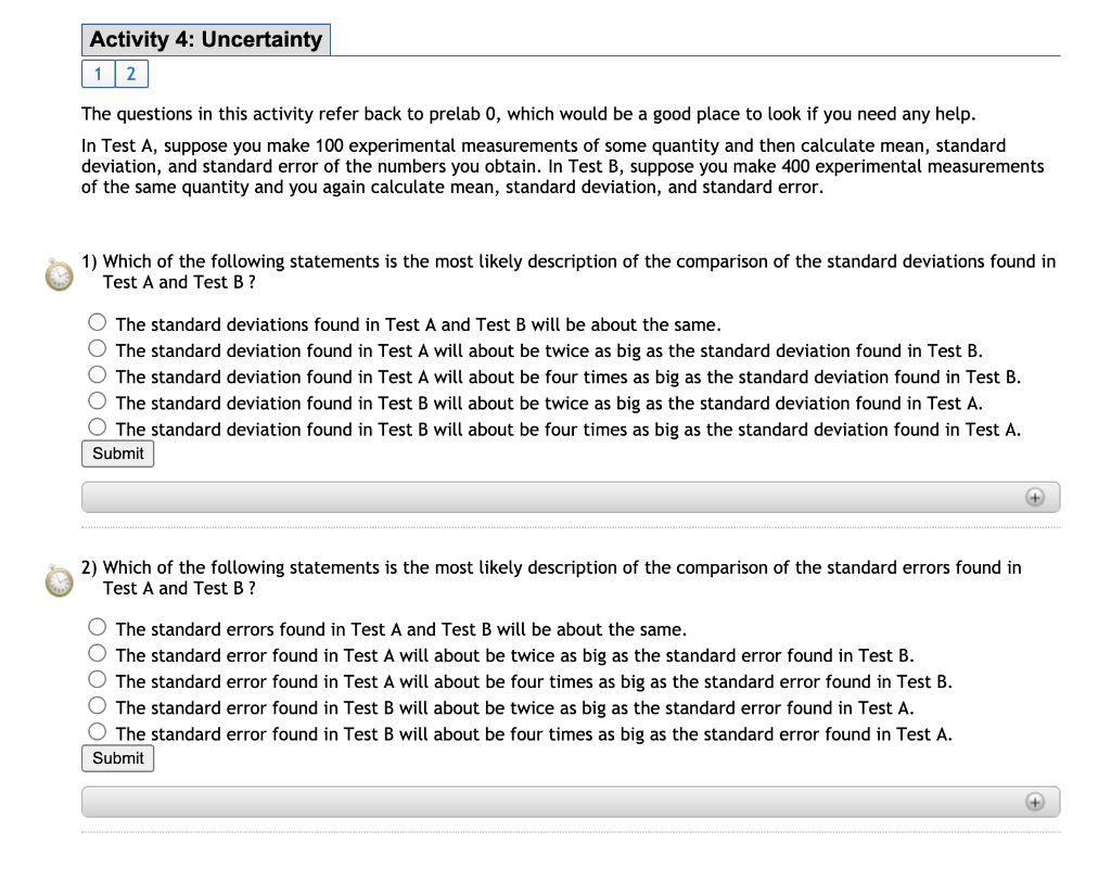 Solved Activity 4: Uncertainty 2 1 The questions in this | Chegg.com