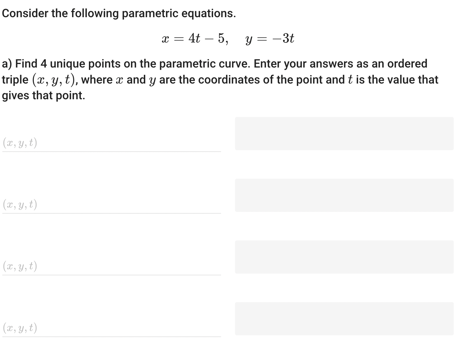 Solved Consider The Following Parametric Equations