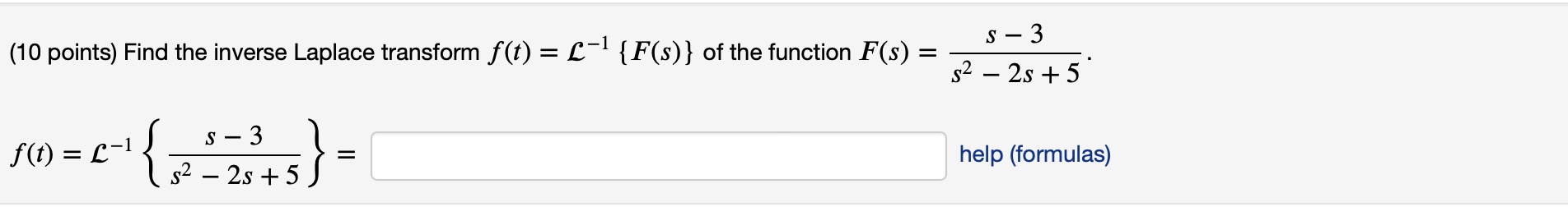 Solved (10 points) Find the inverse Laplace transform | Chegg.com
