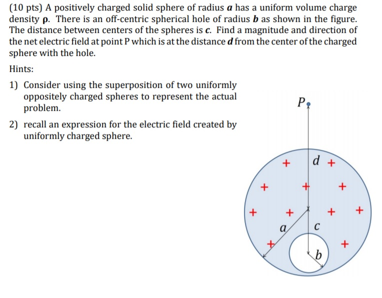 Solved (10 pts) A positively charged solid sphere of radius | Chegg.com