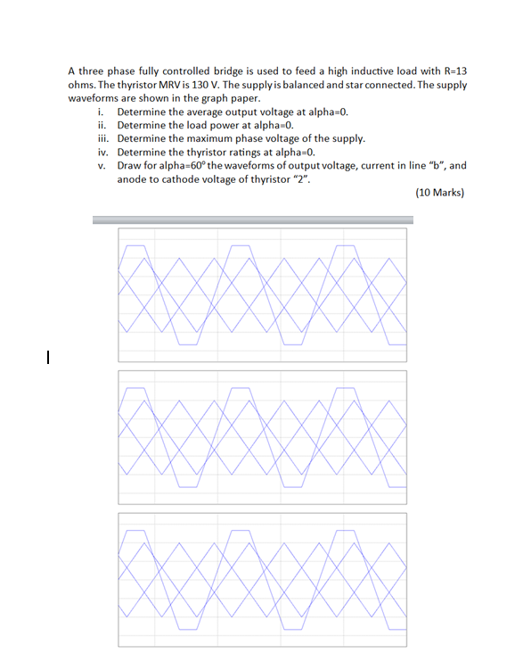 Solved A three phase fully controlled bridge is used to feed | Chegg.com