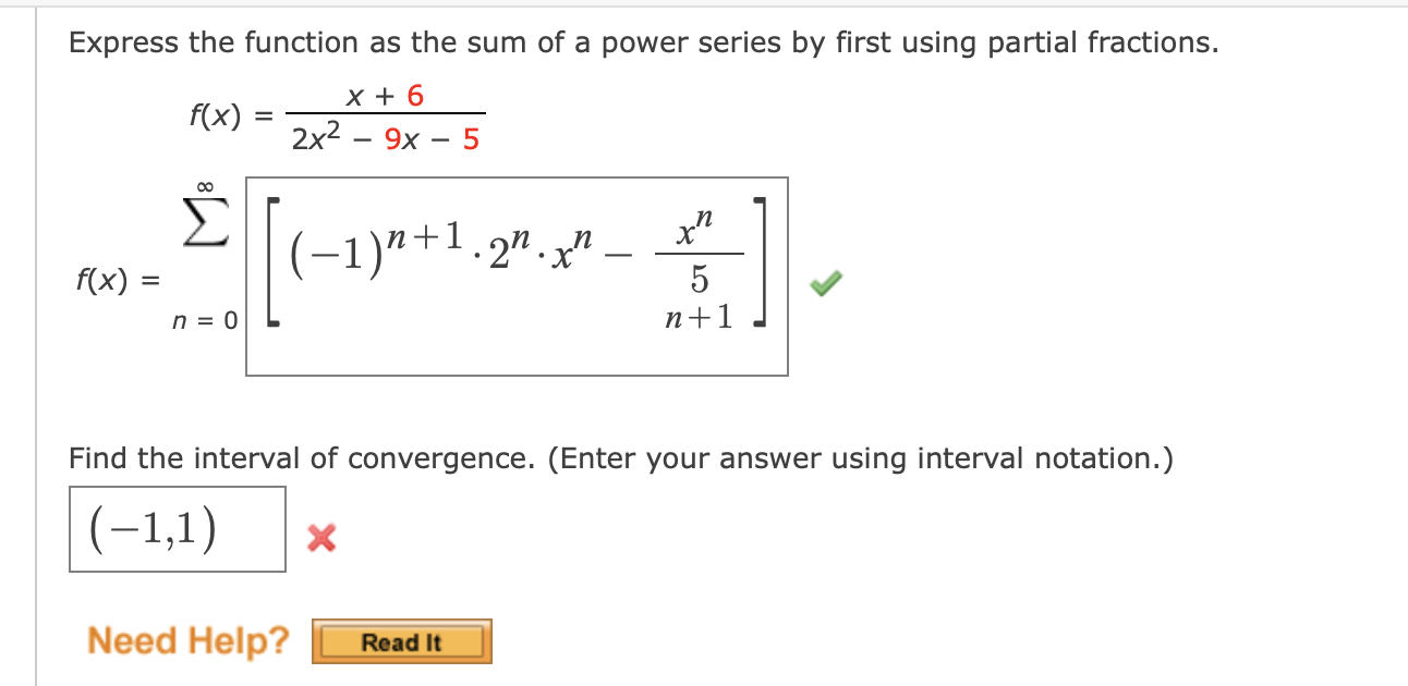 Solved Express The Function As The Sum Of A Power Series By