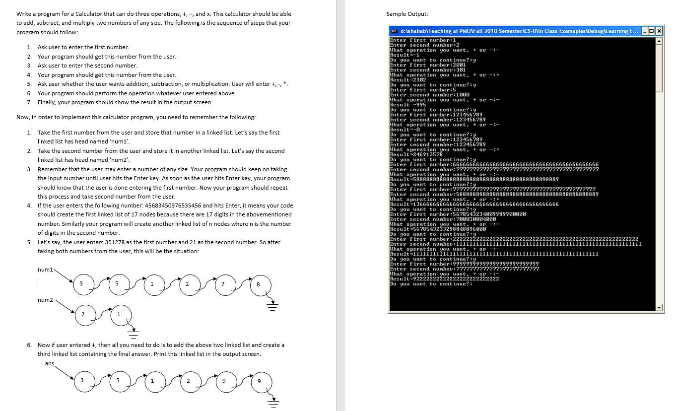 Solved Write a program for a Calculator that can do three | Chegg.com