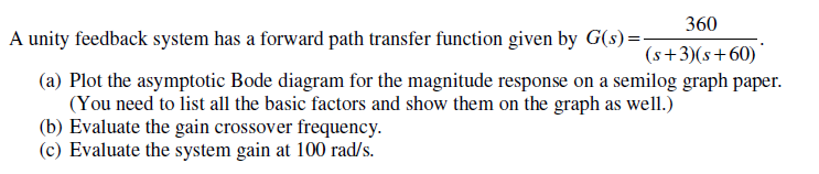 Solved A unity feedback system has a forward path transfer | Chegg.com