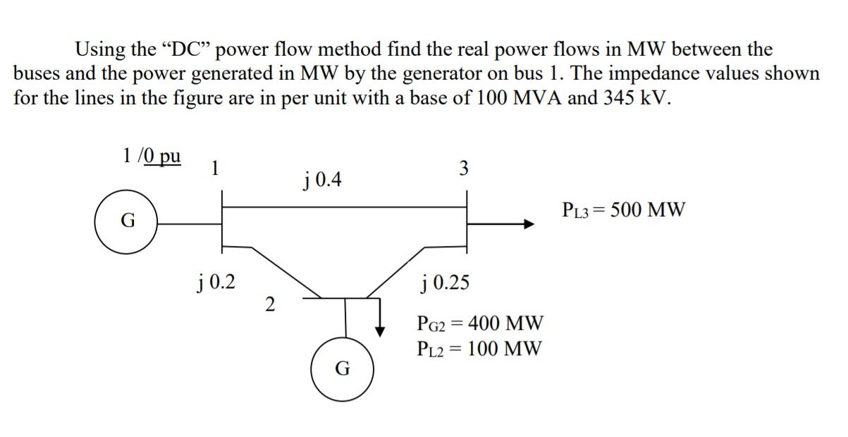 Solved Using the “DC” power flow method find the real power | Chegg.com