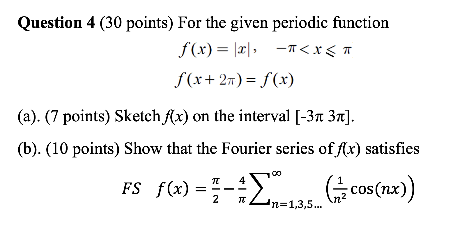 Question 4 (30 points) For the given periodic | Chegg.com