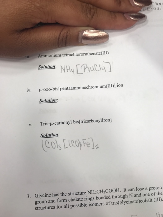 Solved Write down the formula of the following coordination | Chegg.com