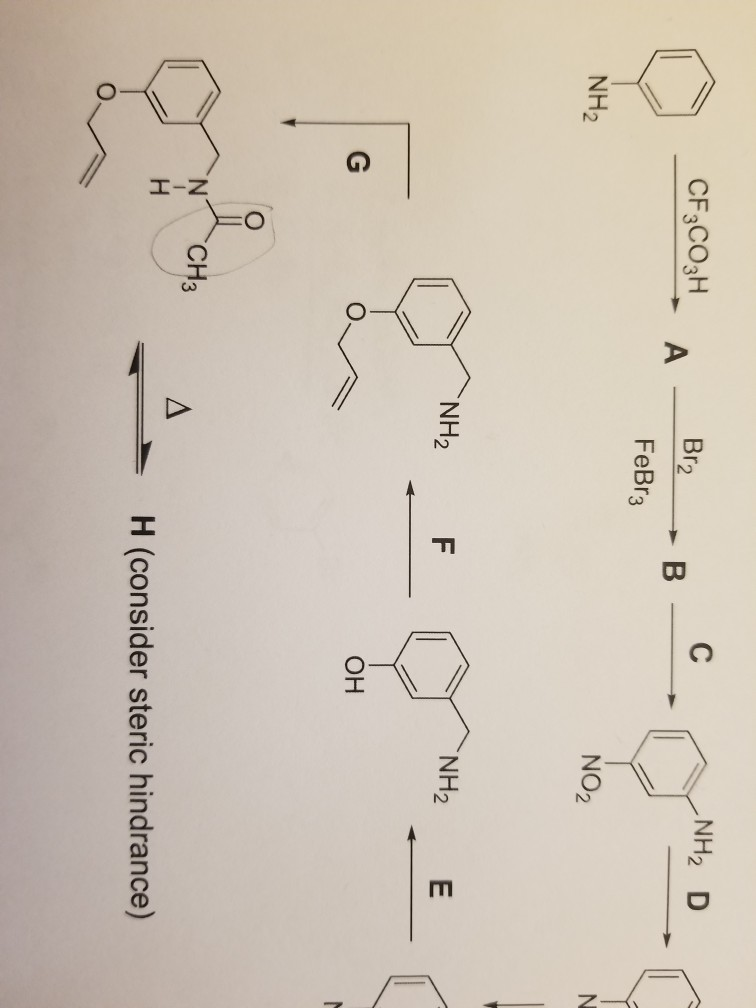 Solved NH2 D CF3CO3H A 5r2B FeBr3 NH2 NO2 NH2 F NH2 он | Chegg.com