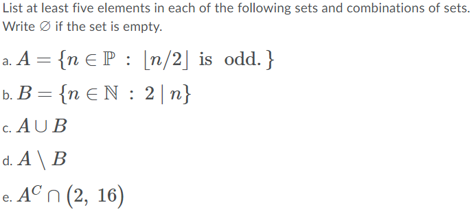 Solved List at least five elements in each of the following | Chegg.com