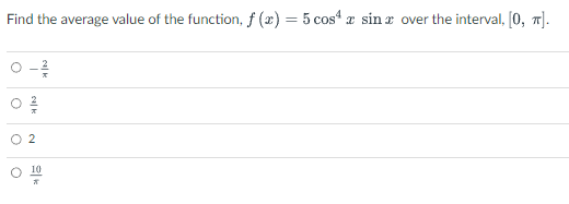 Solved Find the average value of the function, | Chegg.com