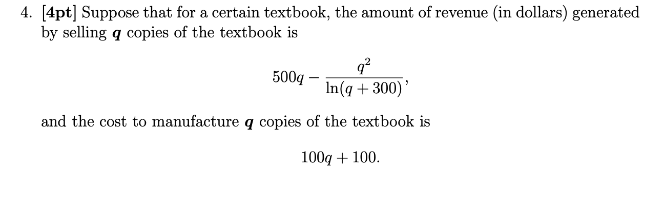 Solved 4. [4pt] Suppose that for a certain textbook, the | Chegg.com