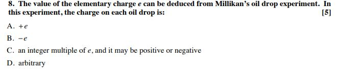 Solved 157 8. The value of the elementary charge e can be | Chegg.com