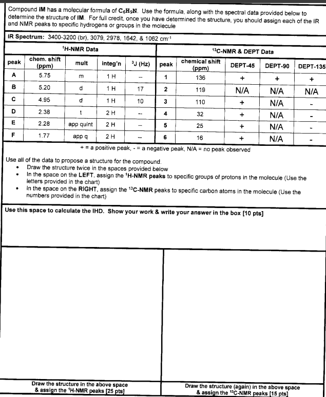 Compound IM has a molecular formula of C6H9 N. Use | Chegg.com