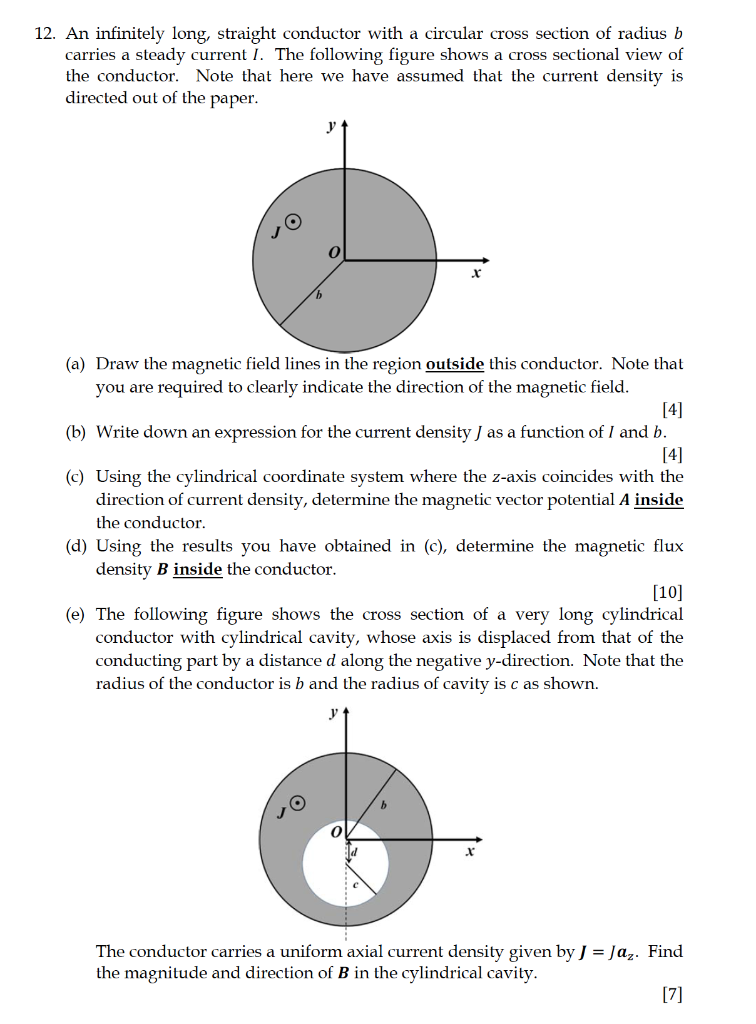 12. An infinitely long, straight conductor with a | Chegg.com