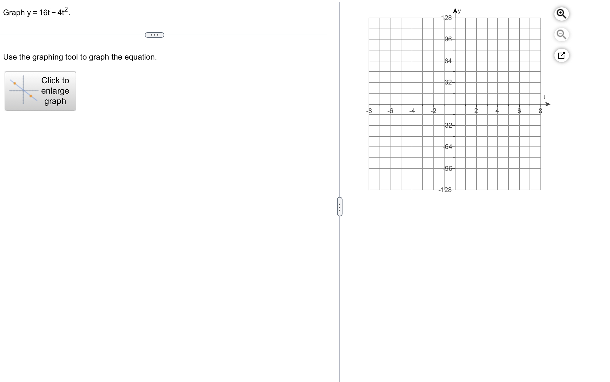 Solved Graph y=16t-4t2Use the graphing tool to graph the | Chegg.com