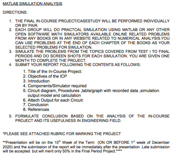 MATLAB SIMULATION ANALYSIS DIRECTIONS: 1. THE FINAL | Chegg.com