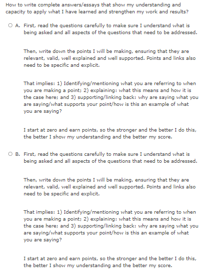 Solved How to write complete answers/essays that show my | Chegg.com