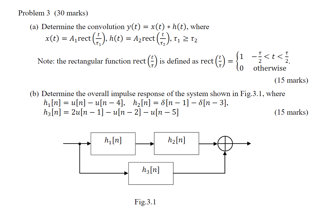 Solved oblem 3 (30 marks) (a) Determine the convolution | Chegg.com