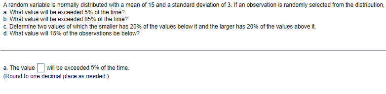 Solved A random variable is normally distributed with a mean | Chegg.com