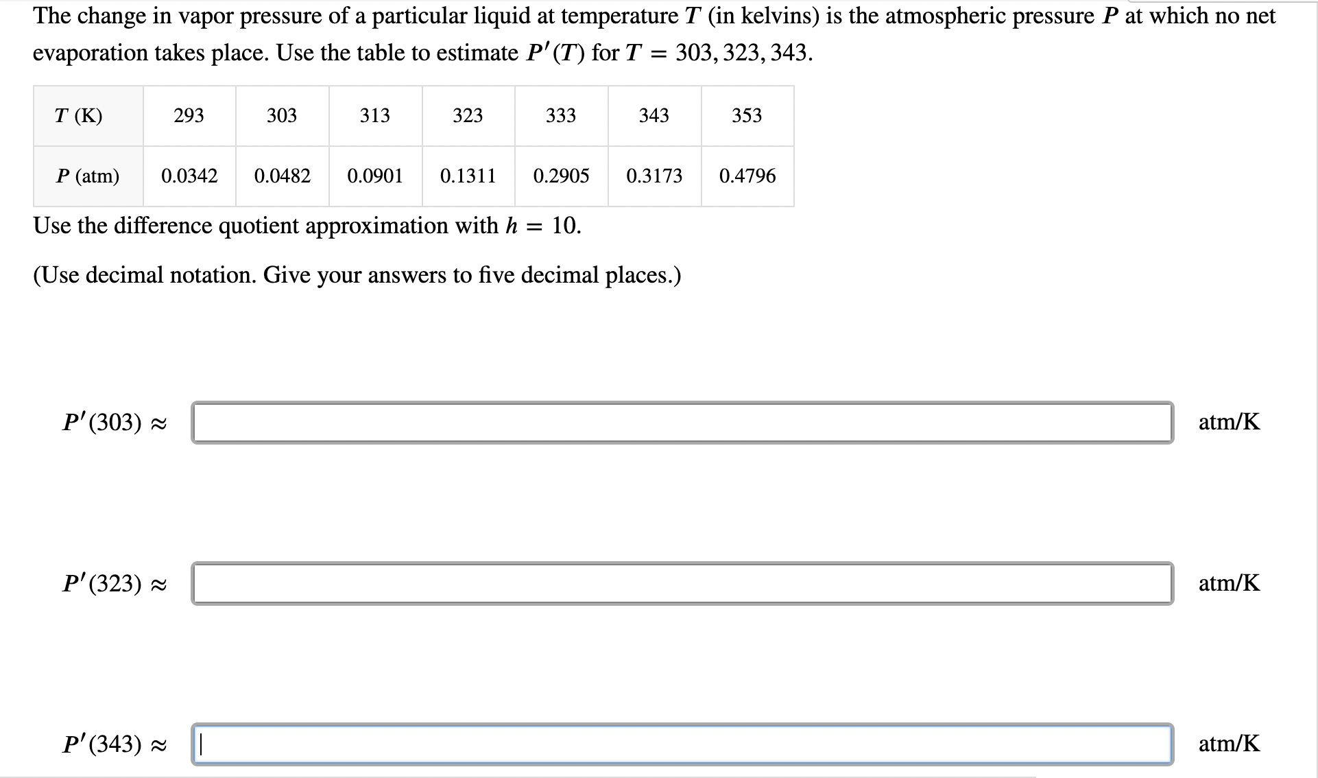 Solved The change in vapor pressure of a particular liquid | Chegg.com