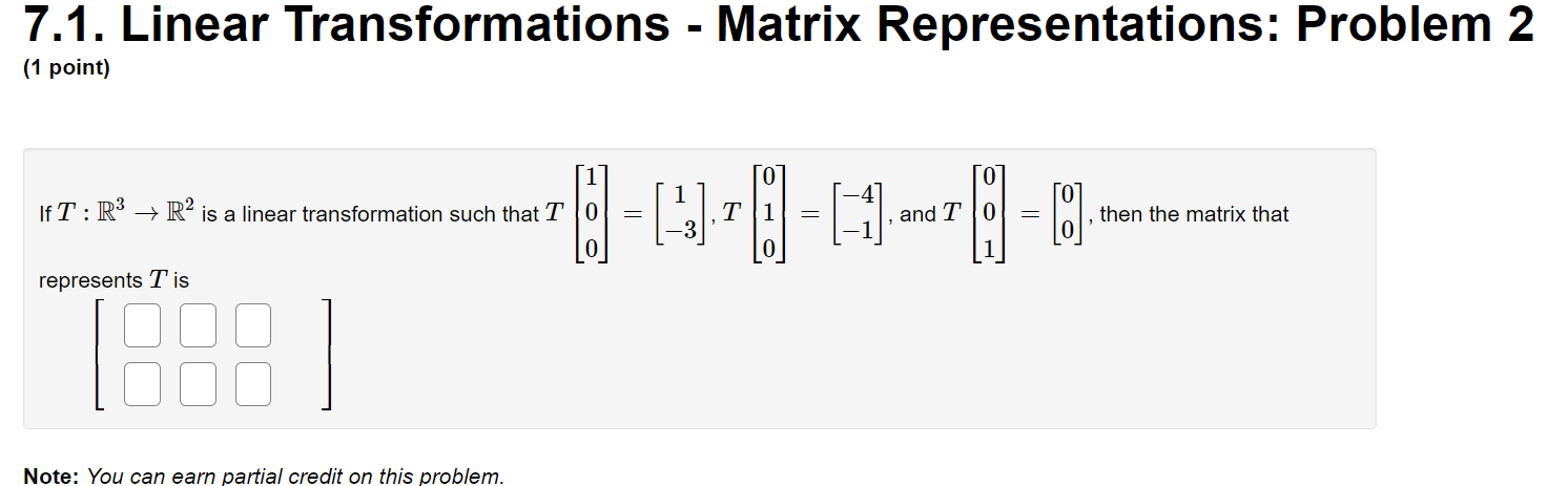 Solved 7.1. Linear Transformations - Matrix Representations: | Chegg.com