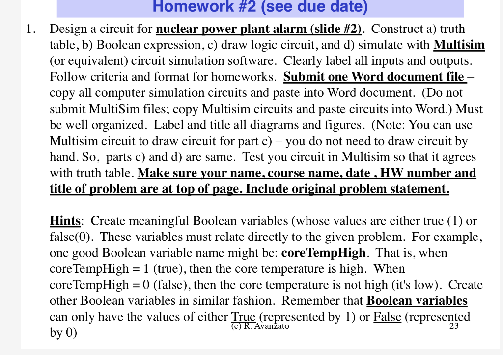 Homework #2 (see due date) 1. Design a circuit for | Chegg.com