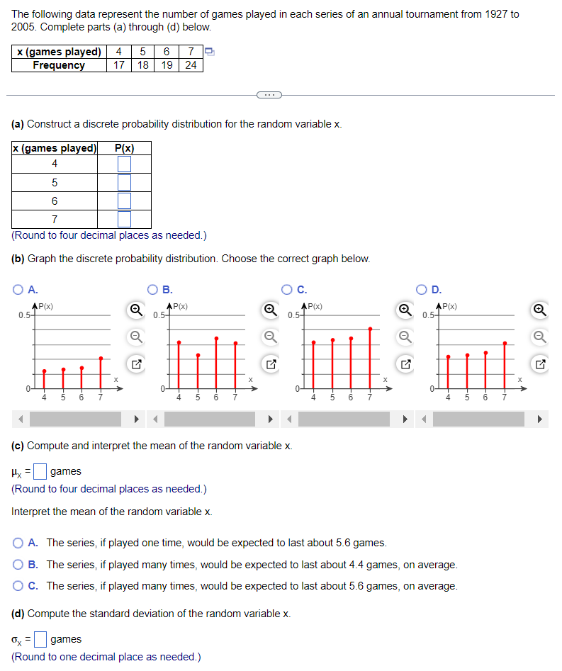 Solved (c) ﻿Compute and interpret the mean of the random | Chegg.com