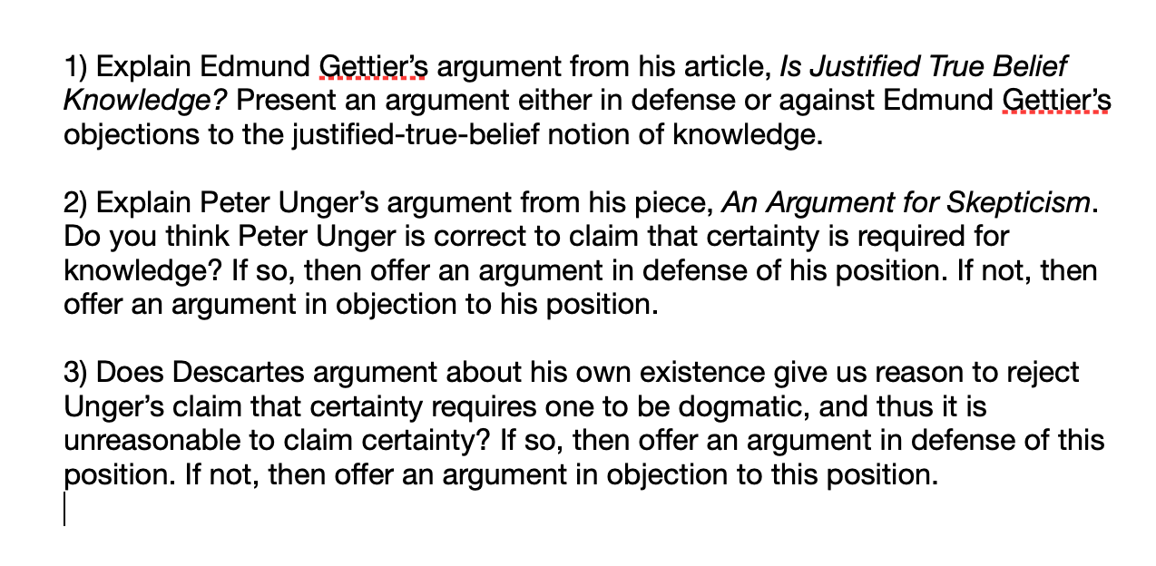 1) Explain Edmund Gettier's argument from his | Chegg.com