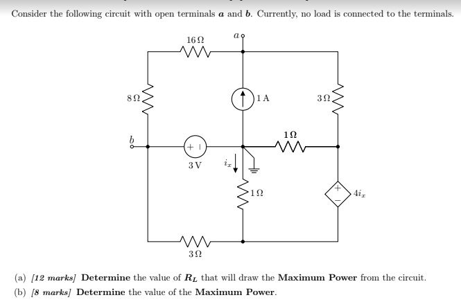 [Solved]: Consider the following circuit with open terminal