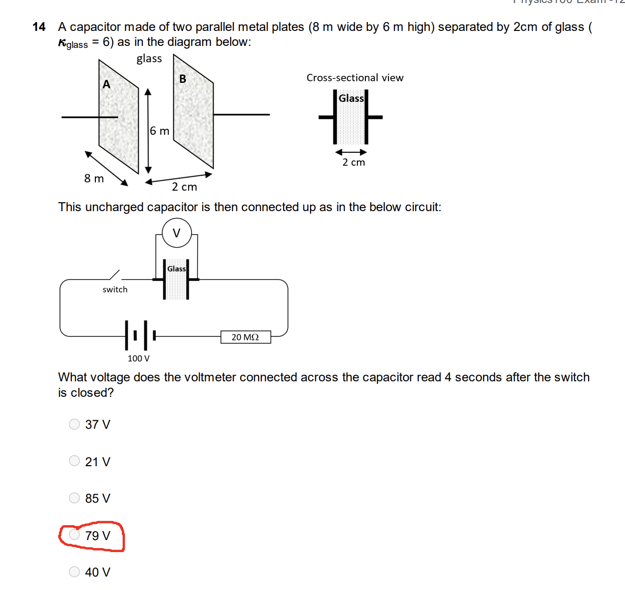Solved 4 A capacitor made of two parallel metal plates ( 8 m | Chegg.com