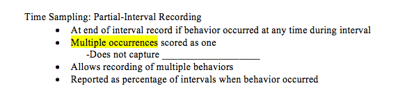 Solved Time Sampling: Partial-Interval Recording At end of | Chegg.com
