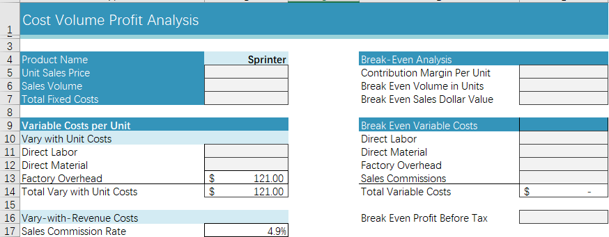 Cost Volume Profit Analysis Costs and Pricing for | Chegg.com