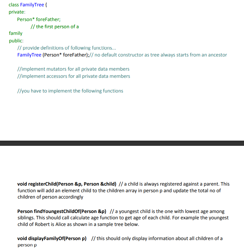 Solved Q5: Implementation of Family Tree-Create a class | Chegg.com