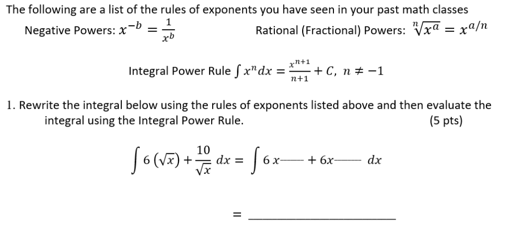 Solved The following are a list of the rules of exponents | Chegg.com
