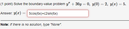 Solved (1 point) Solve the boundary-value problem | Chegg.com