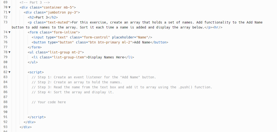 Solved For this exercise, create an array that holds a set | Chegg.com