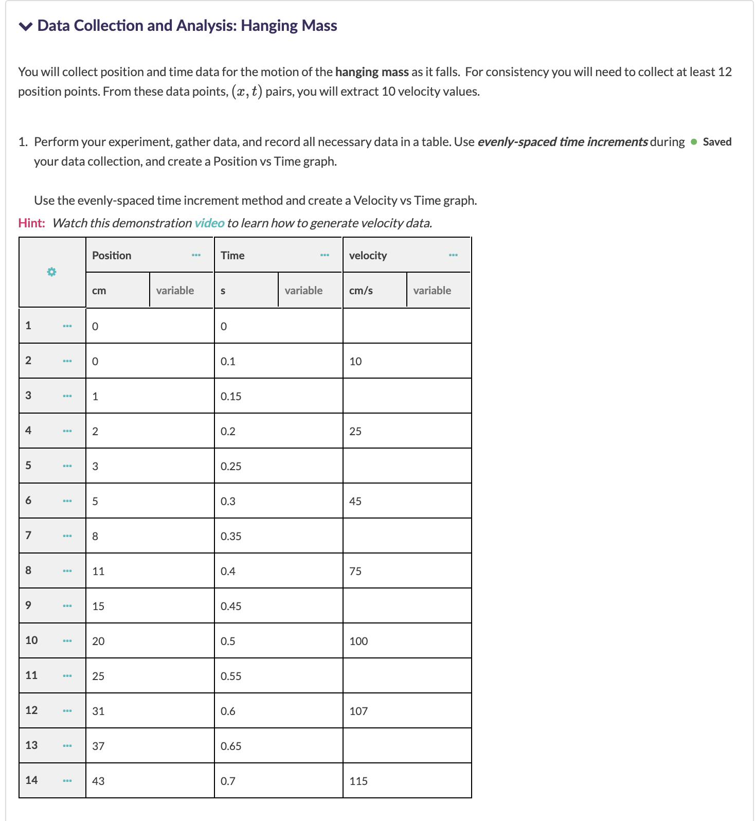 Solved Data Collection and Analysis: Hanging Mass You will | Chegg.com