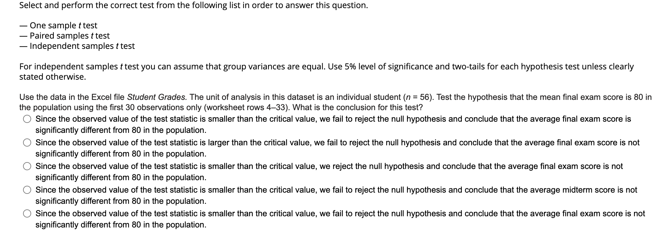 Solved Select and perform the correct test from the | Chegg.com