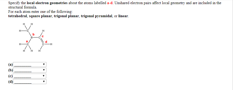Solved Specify the local electron geometries about the atoms | Chegg.com