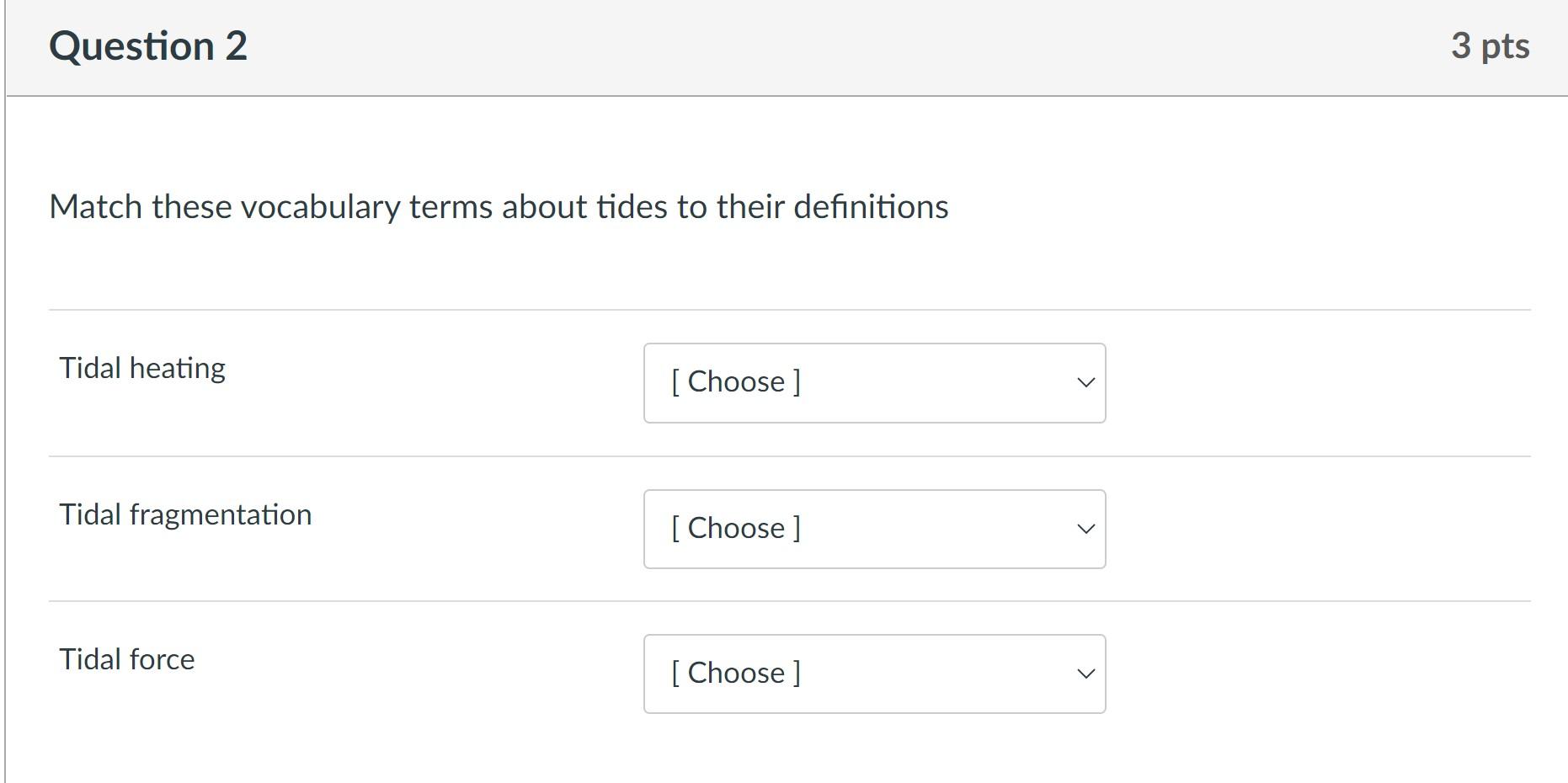Question 2 Match these vocabulary terms about tides | Chegg.com