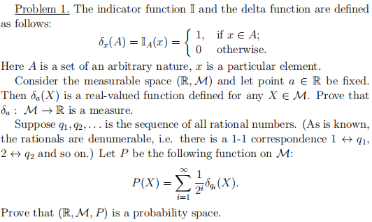 Solved A) = x{ = Problem 1. The indicator function I and the | Chegg.com