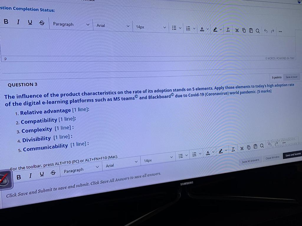 Solved stion Completion Status: B I Y S Paragraph V Arial V | Chegg.com