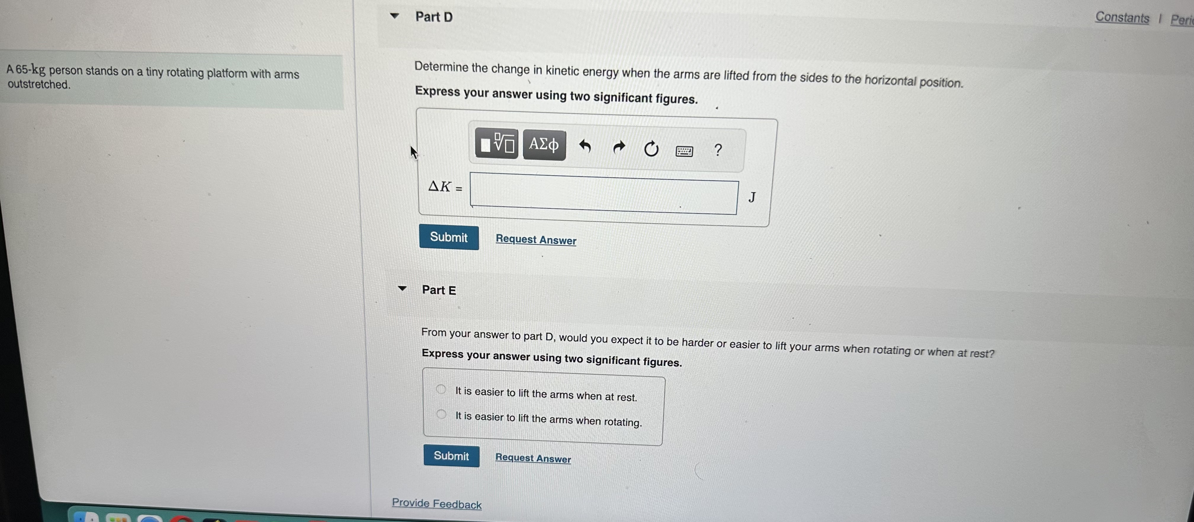 Solved Part A Constants 1 Periodic Table A 65−kg person | Chegg.com