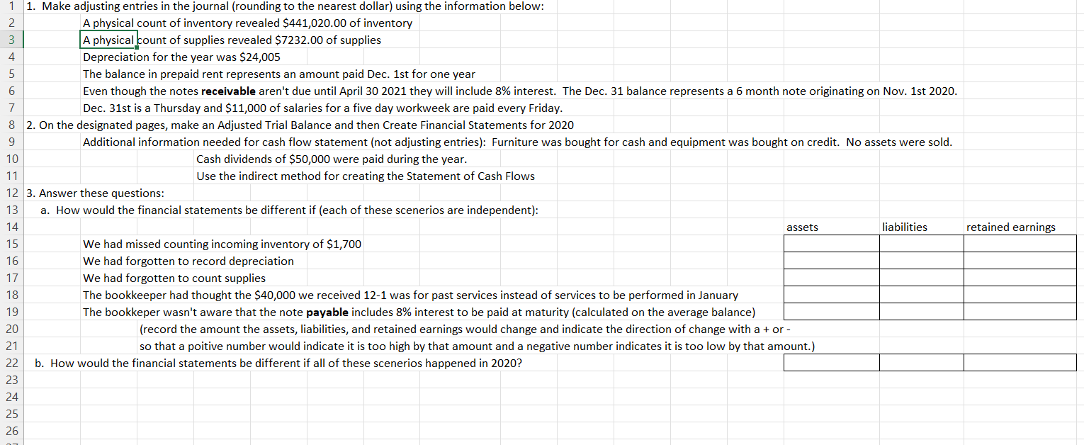 Solved 1 1. Make adjusting entries in the journal (rounding | Chegg.com