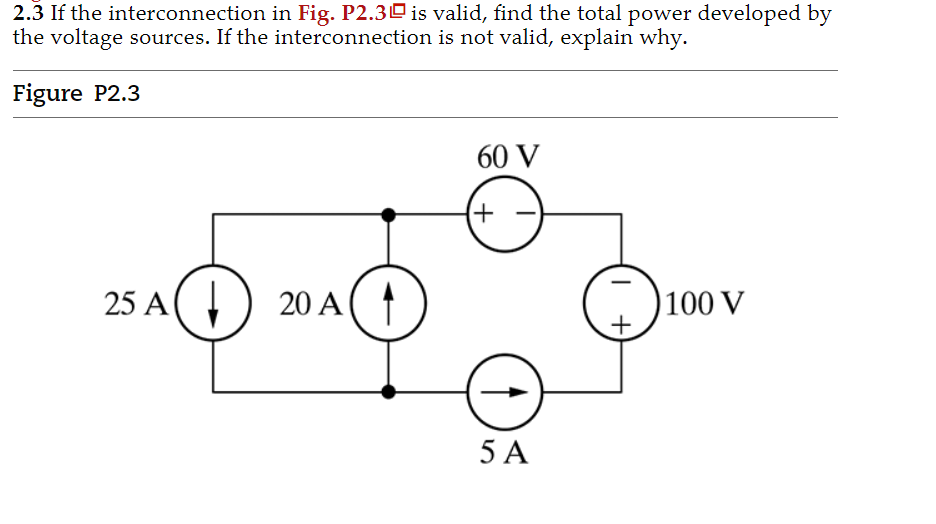 Solved 2 3 If The Interconnection In Fig P2 3 Is Valid