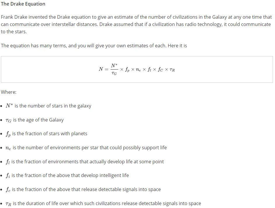 Solved The Drake Equation Frank Drake invented the Drake | Chegg.com