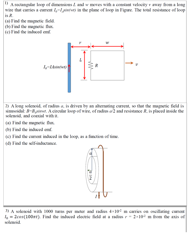 Solved 1) A rectangular loop of dimensions L and w moves | Chegg.com