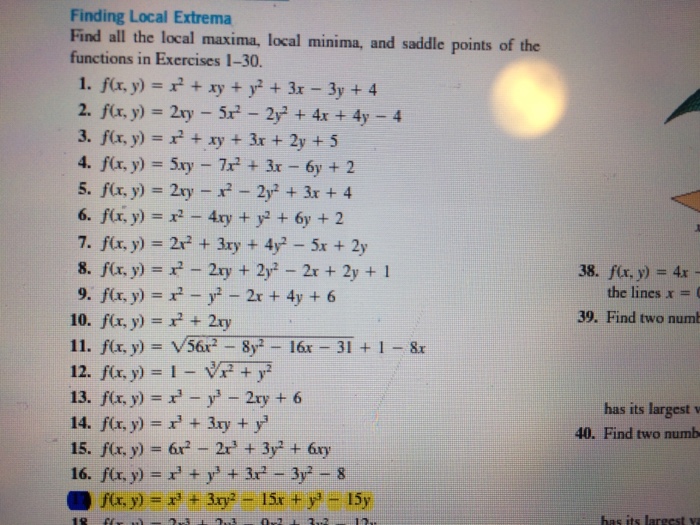 Solved Find all the local maxima, local minima, and saddle | Chegg.com