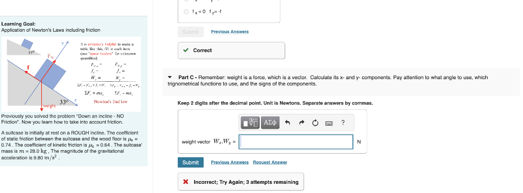 Solved A suitcase is initially at rest on a ROUGH incline. | Chegg.com